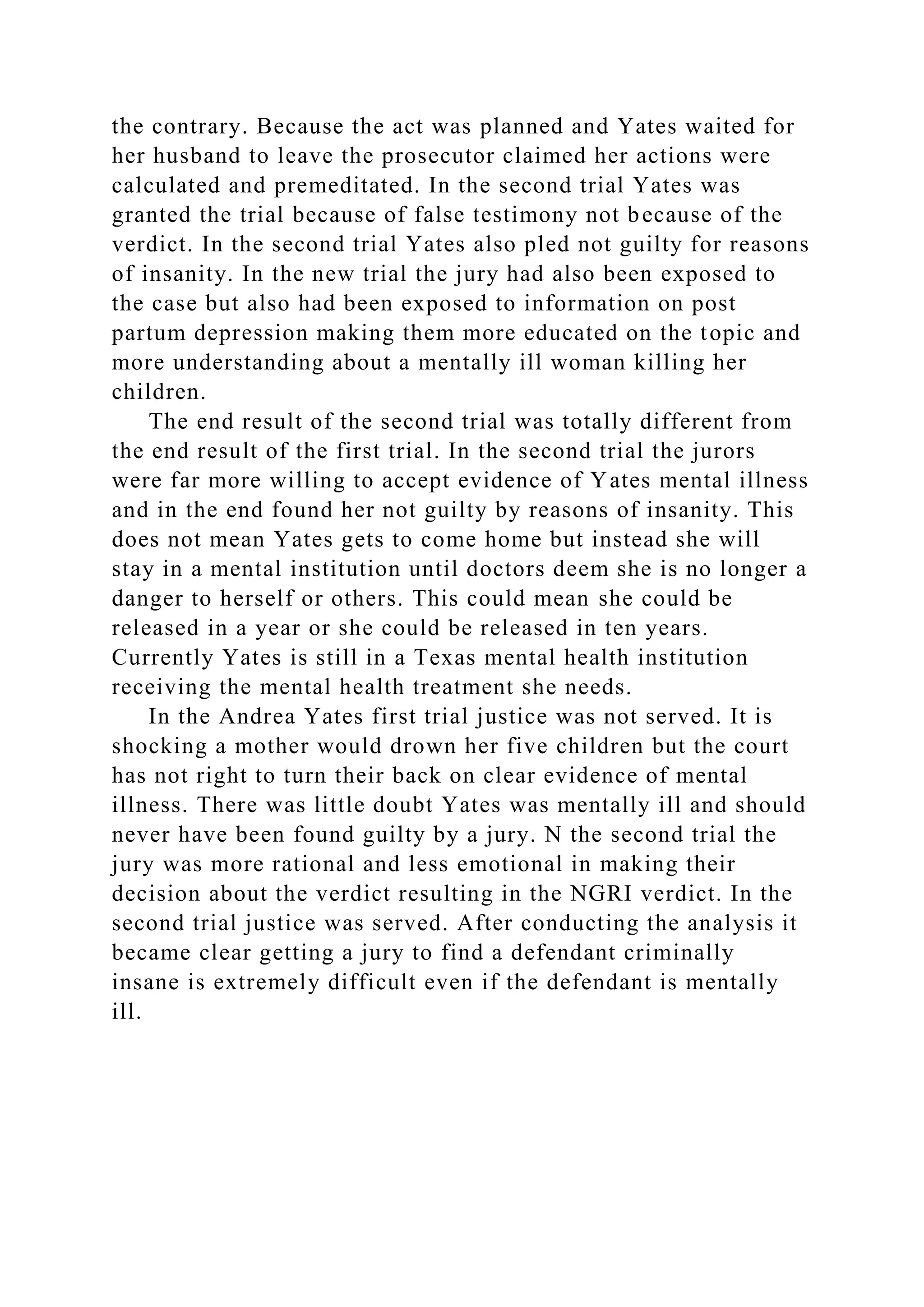 Andrea Yates Case Andrea Yates Case Analysis.docx