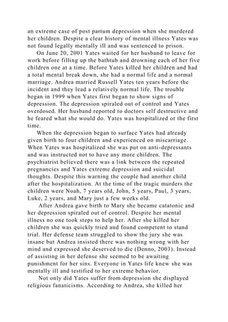 Andrea Yates Case Andrea Yates Case Analysis.docx