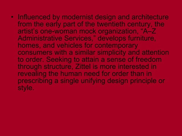 Andrea Zittel Power Point | PPT | Arts and Crafts | Hobbies & Interests