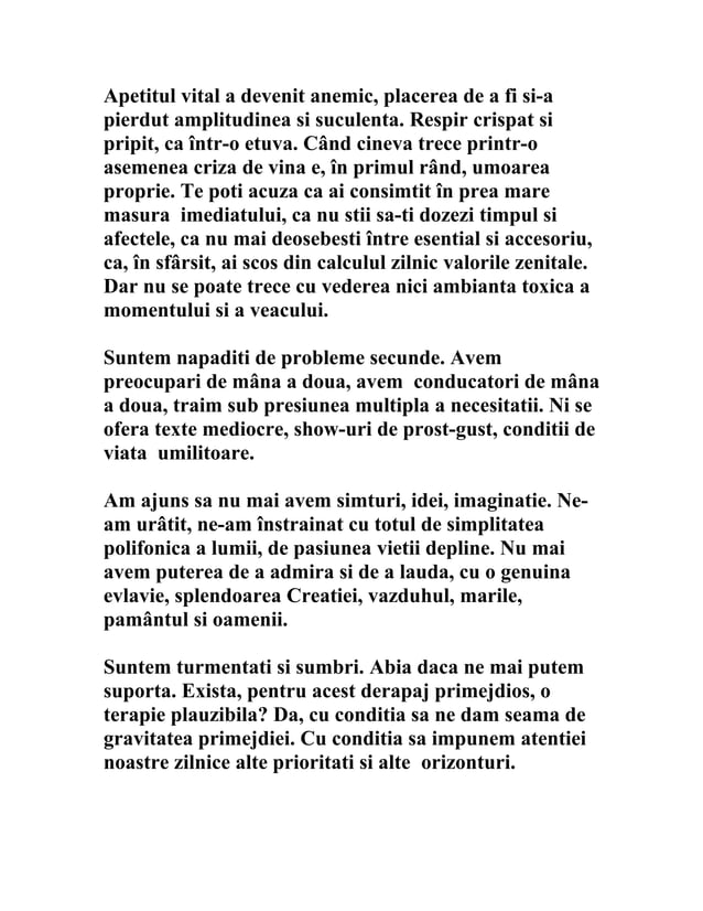 Andrei plesu despre frumusetea pierduta a vietii | PDF