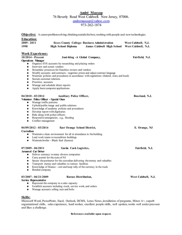 Andre resume test | DOCX | Resume Writing and Advice | Job Search