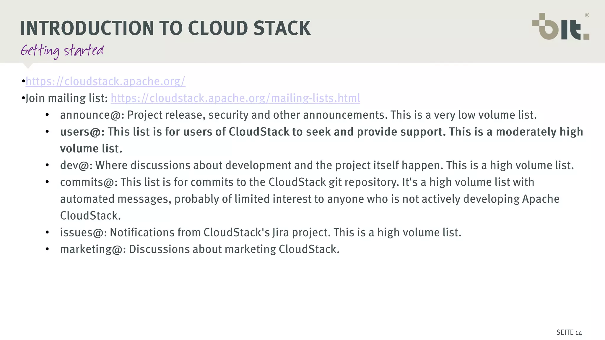 Introduction CloudStack Community - Andre Walter | PDF