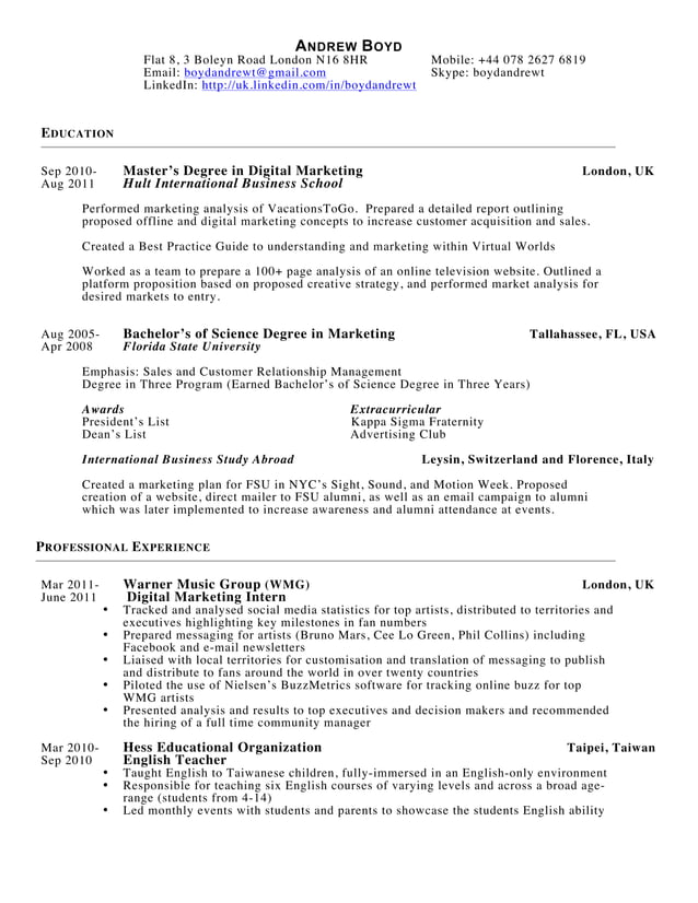 Andrew Boyd's CV | PDF