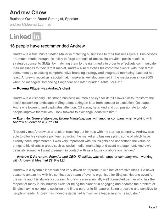 Resume of Andrew Chow, the Brand Strategist | PDF