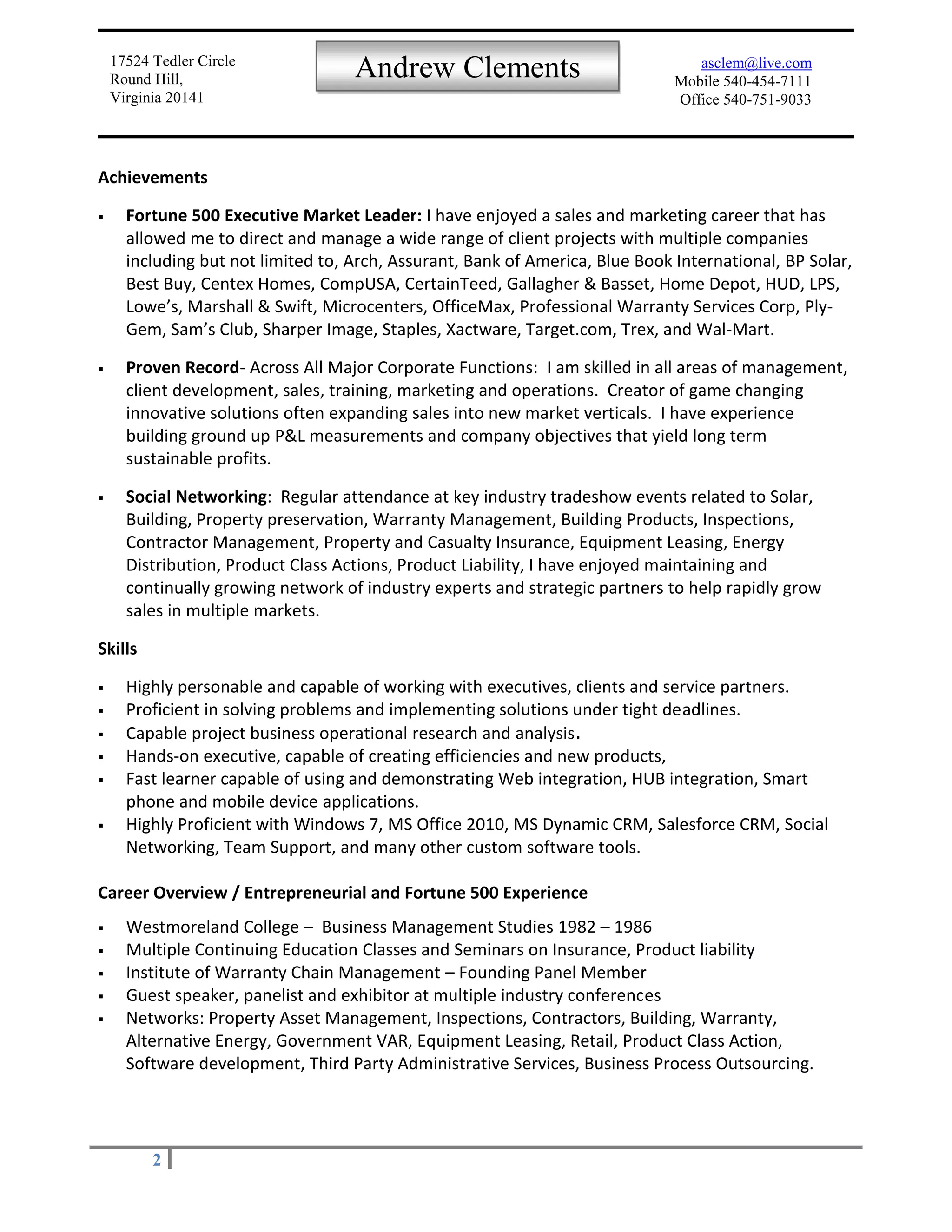 Andrew Clements Resume | PDF