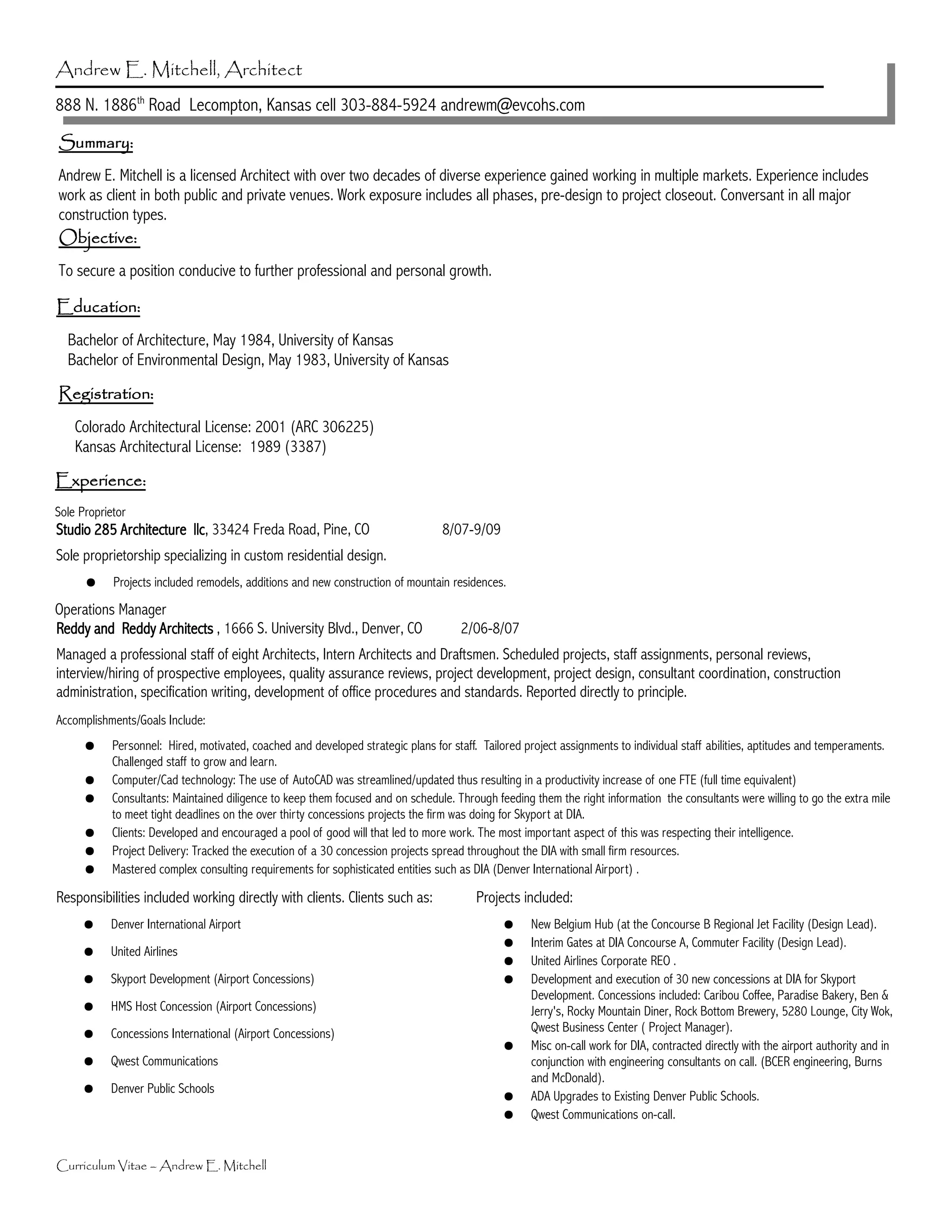 Andrew E Mitchell Cirriculam Vitae | PDF | Air Travel | Travel Type