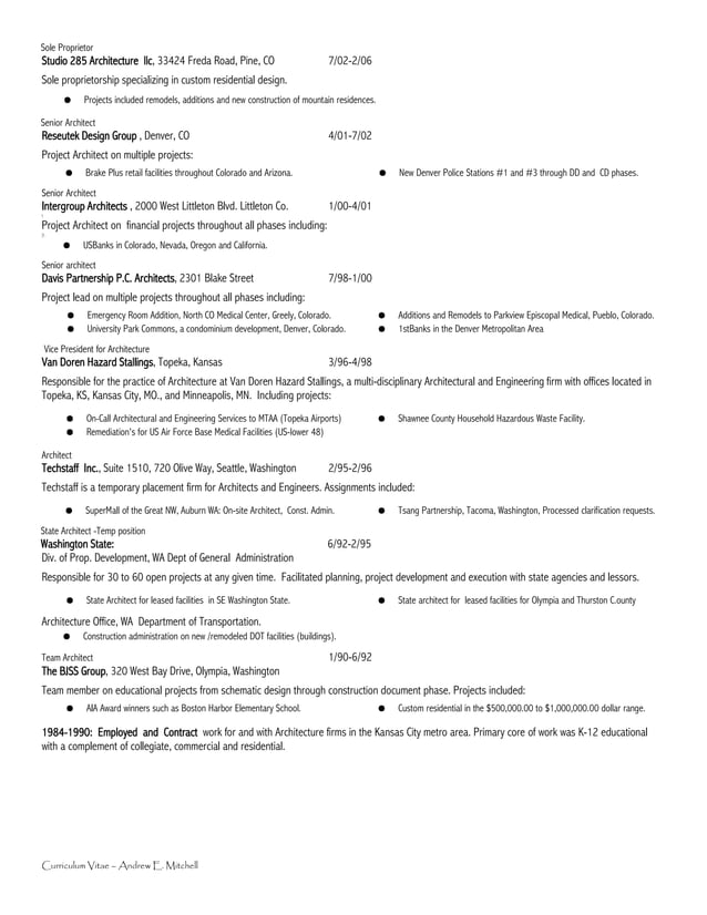 Andrew E Mitchell Cirriculam Vitae | PDF | Air Travel | Travel Type