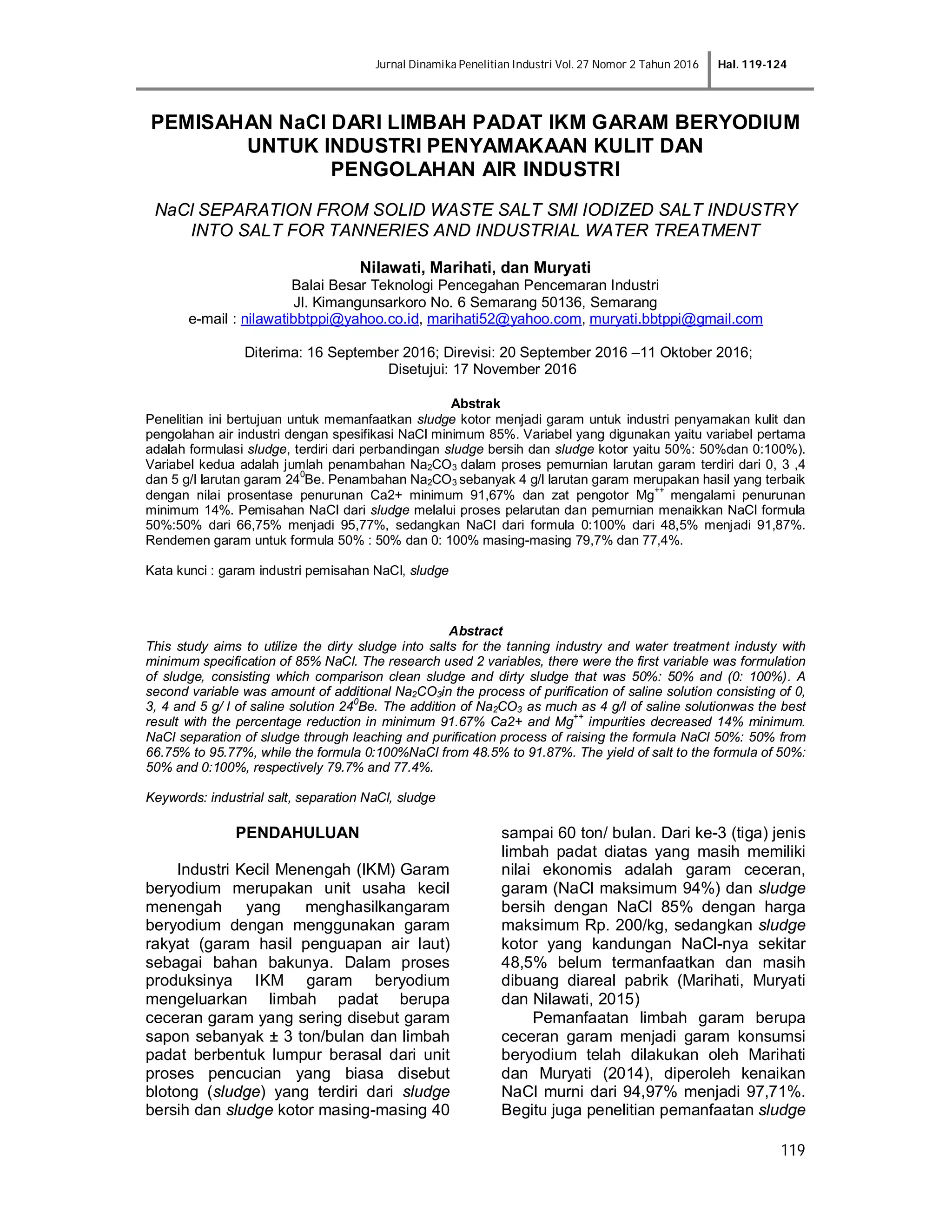 Andrew hidayat 77078-id-pemisahan-nacl-dari-limbah-padat-ikm-gar | PDF