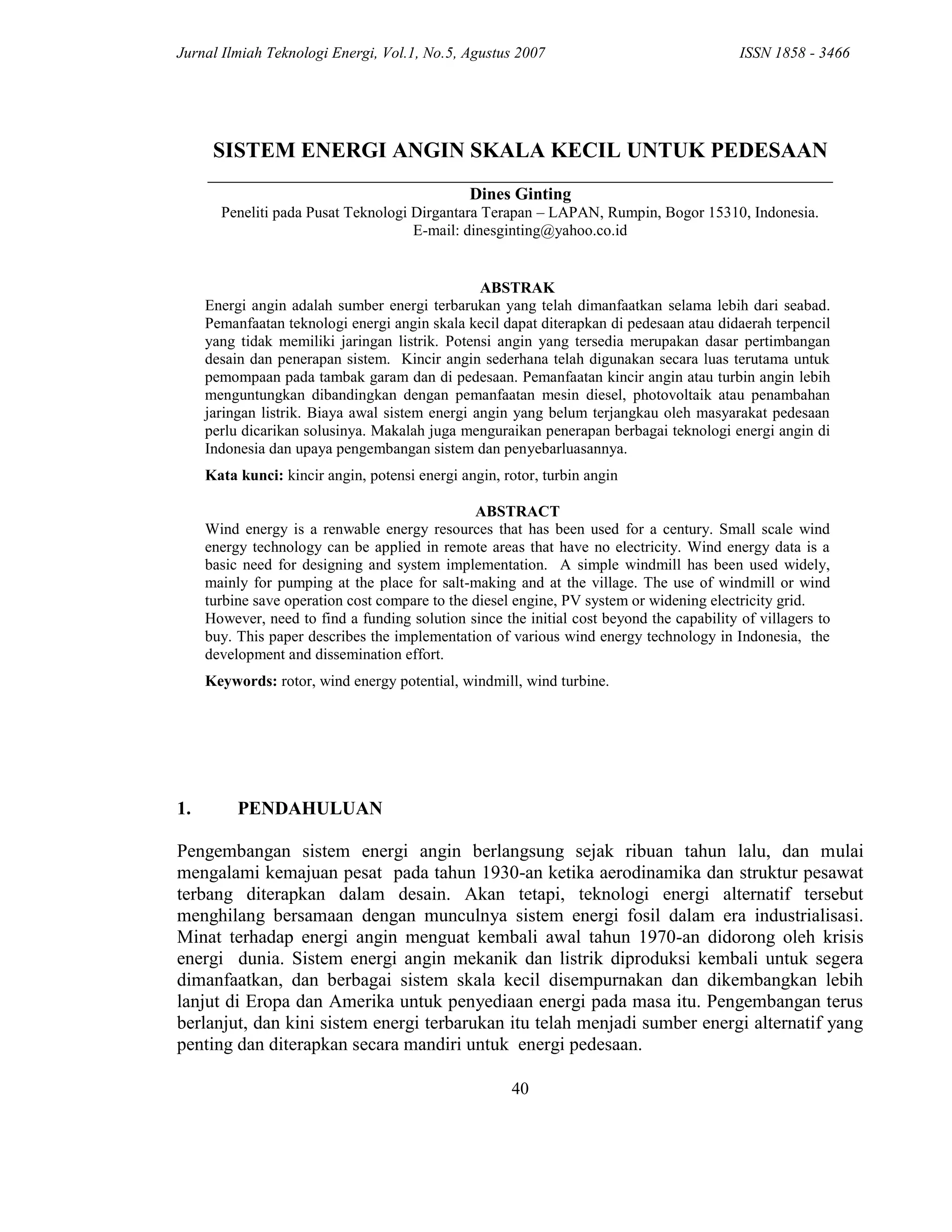 Andrew hidayat 99193-id-sistem-energi-angin-skala-kecil-untuk-pe | PDF