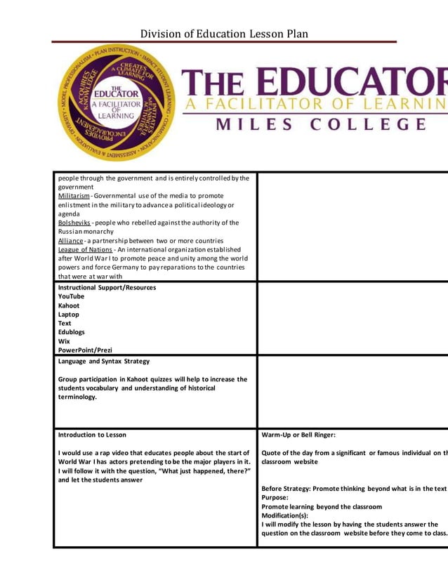 Andrew Howard TPACK lesson plan | DOCX