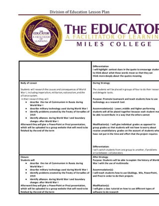 Andrew Howard TPACK lesson plan | DOCX