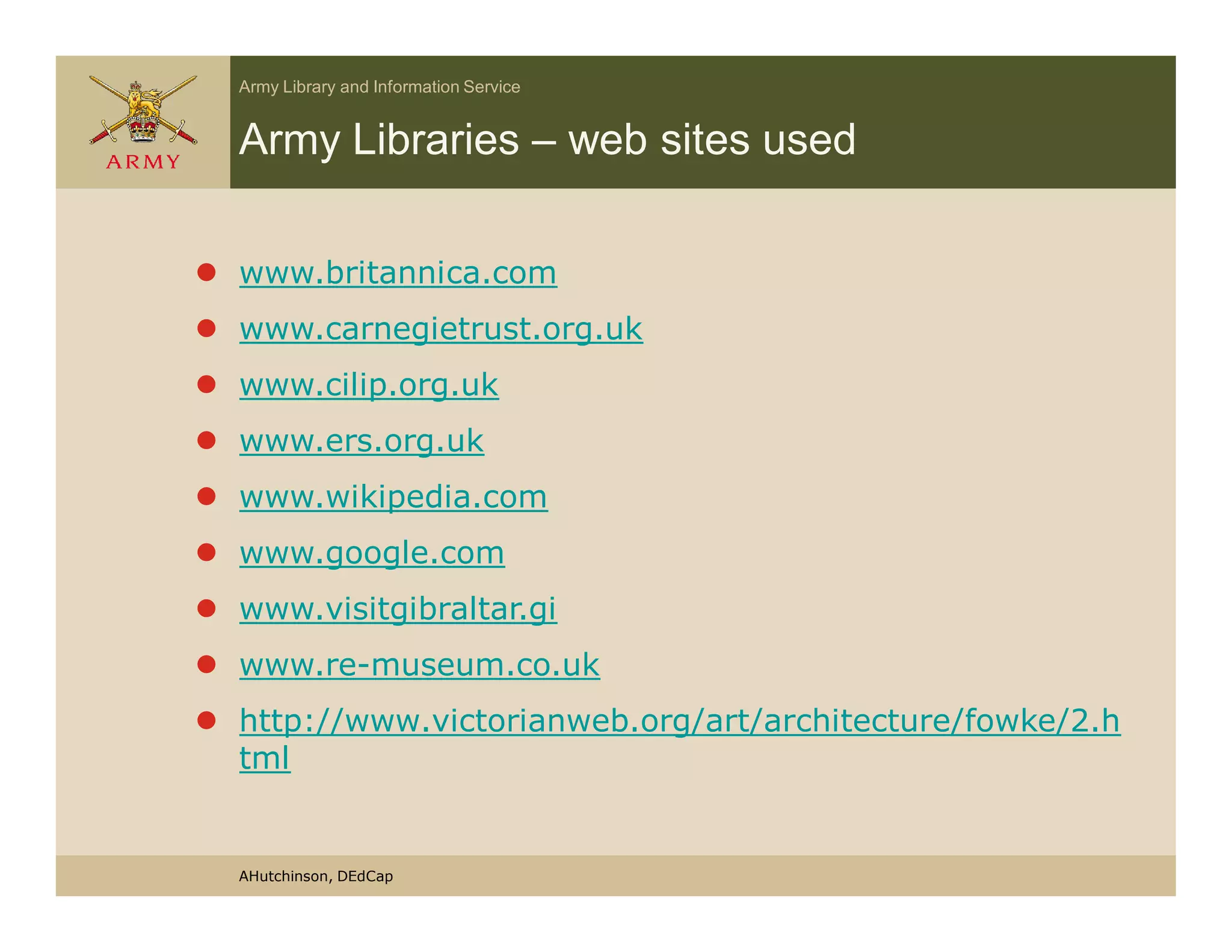 MoD and Army Library and Information Service, part 1 - Andrew ...