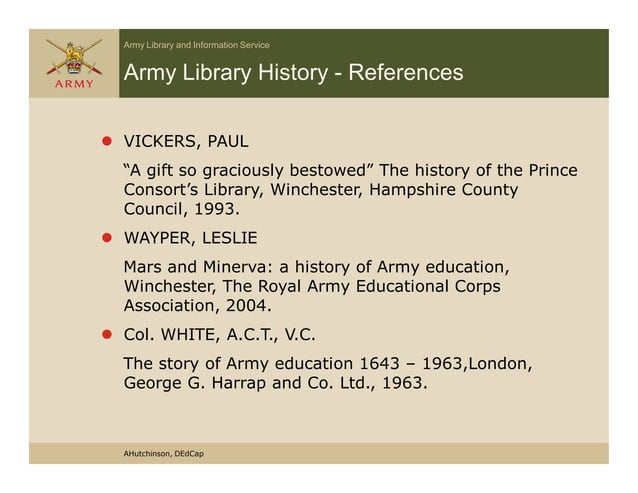 MoD and Army Library and Information Service, part 1 - Andrew ...