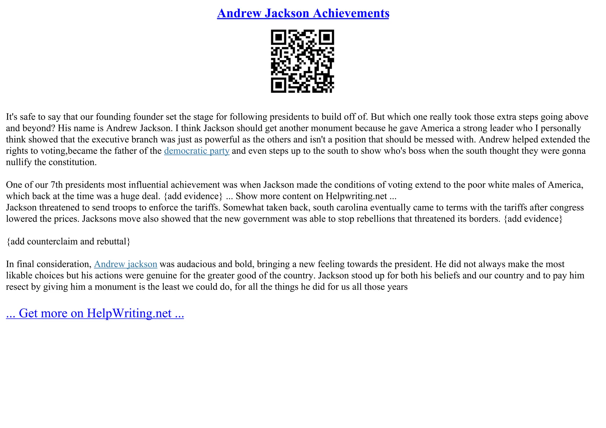 Andrew Jackson Achievements | PPT