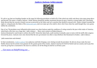 Andrew Jackson Achievements | PPT