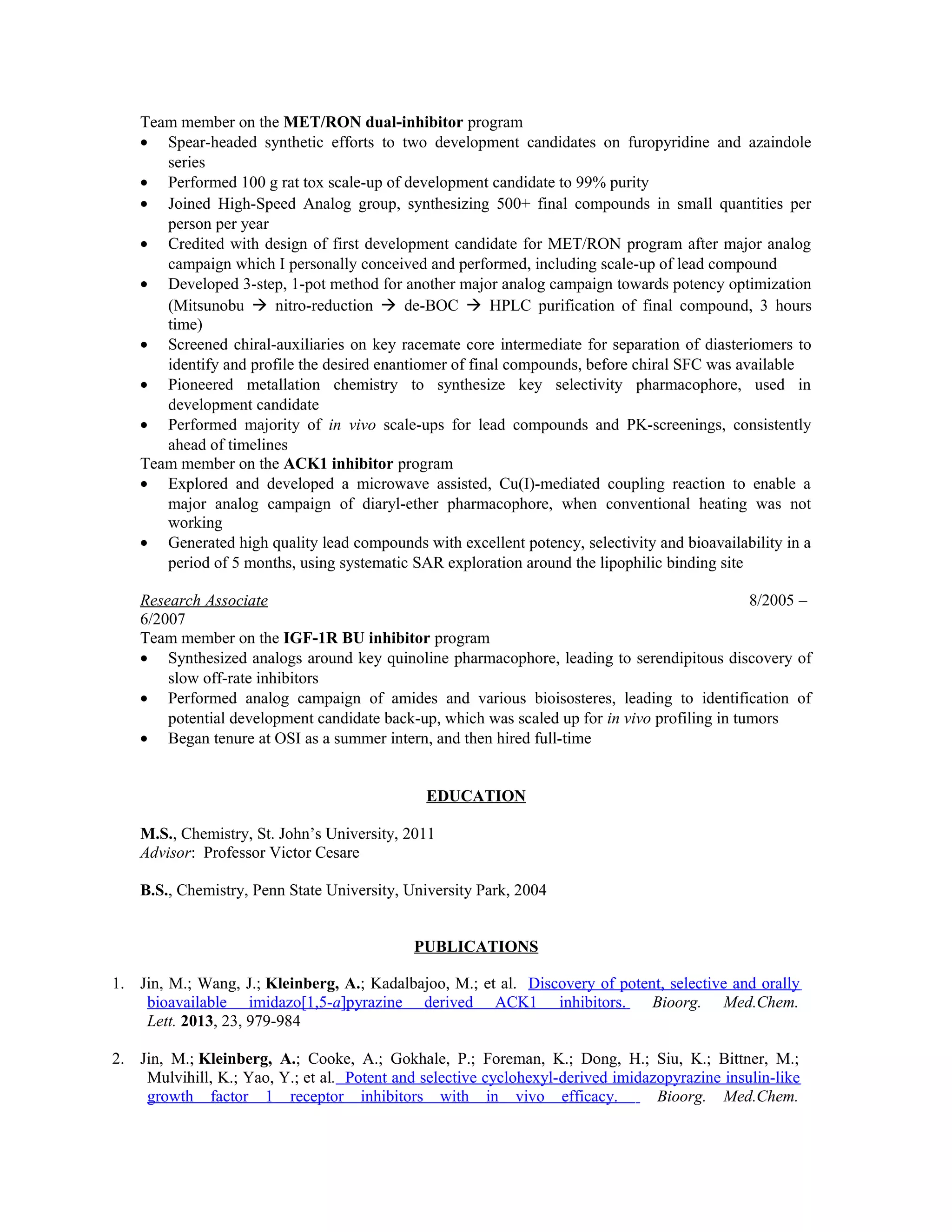 Andrew Kleinberg Resume | DOC