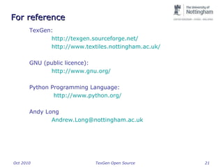 TexGen: Open Source Software for Modelling of Textile Composites | PPT