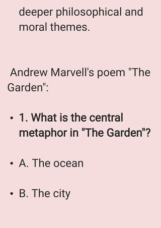 Andrew Marvell's poem "The Garden | PDF