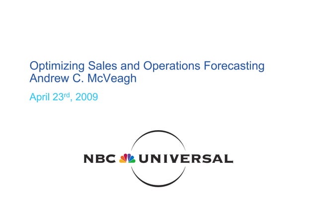 Andrew Mc Veagh - Director, Forecasting Systems and Application ...