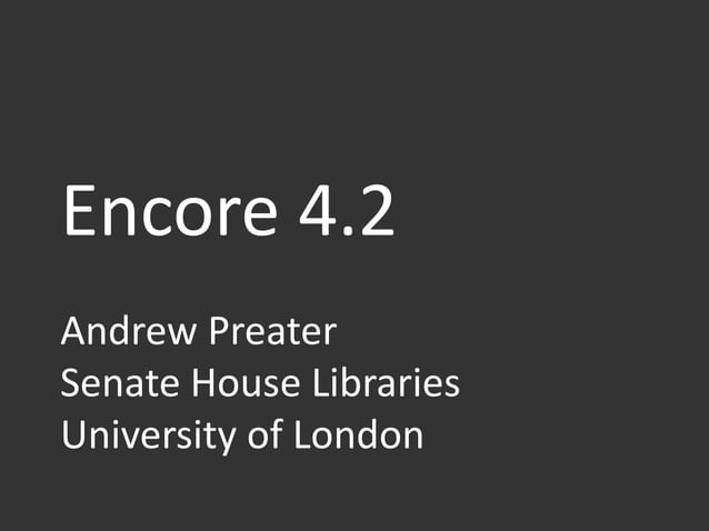 Innovative Interfaces Encore 4.2 discovery at Senate House Library ...