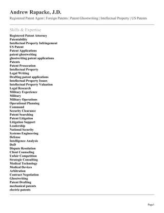 About Andrew Rapacke, JD | USPatentsNMore | PDF