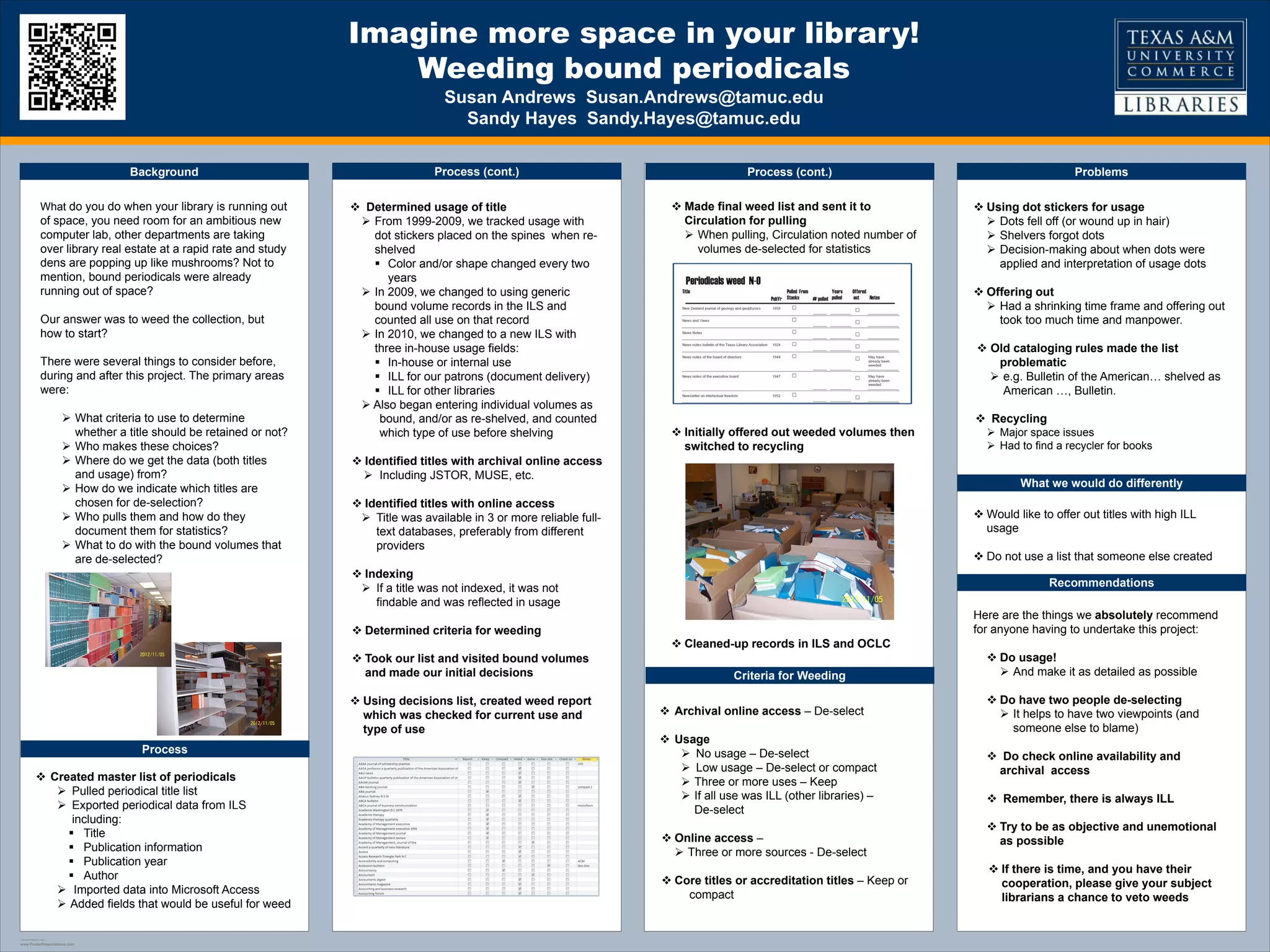The art of Creating More Space in Your Library! Weeding Bound ...