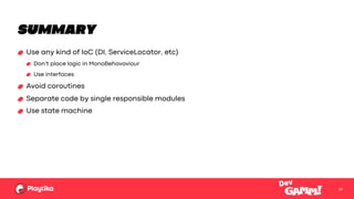 75% code coverage in Unity: How to create testable architecture ...