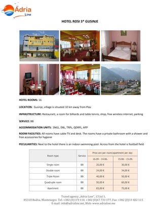 Andrijevica, Plav, Berane and Rozaje - Montenegro | PDF