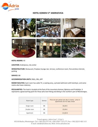 Andrijevica, Plav, Berane and Rozaje - Montenegro | PDF