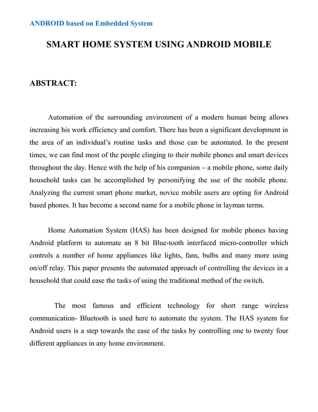 Andriod 3. smart home system using android mobile | PDF