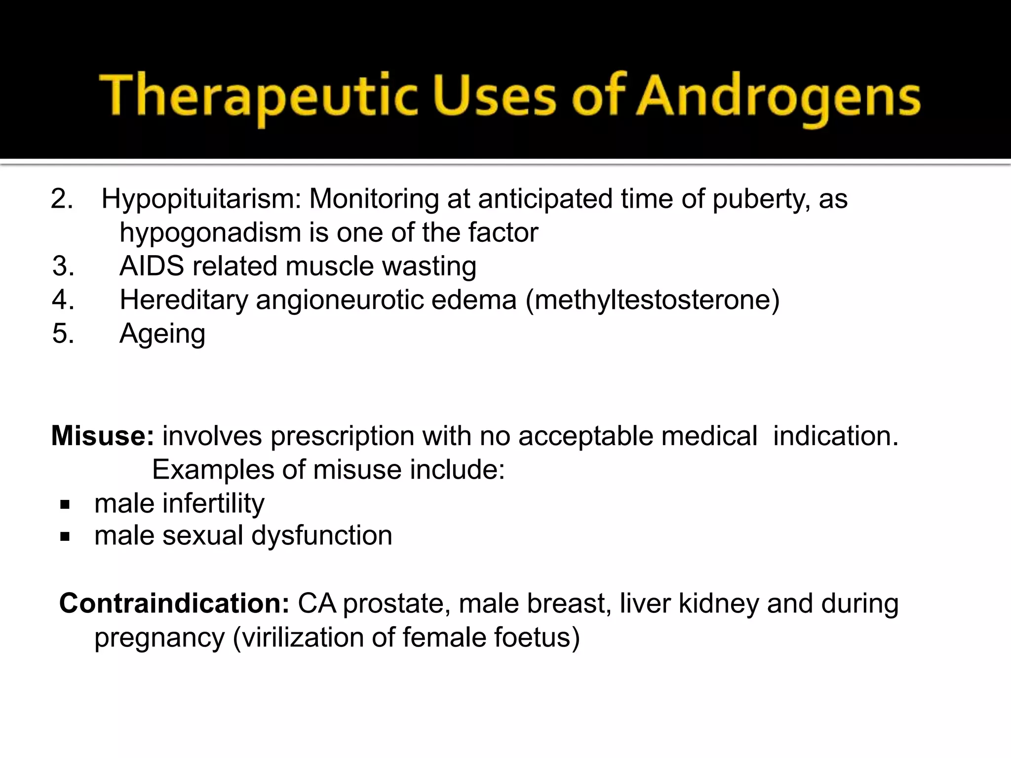 Androgens, anabolic steroids and antiandrogens | PPTX