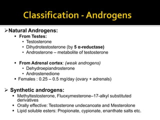 Androgens, anabolic steroids and antiandrogens | PPTX