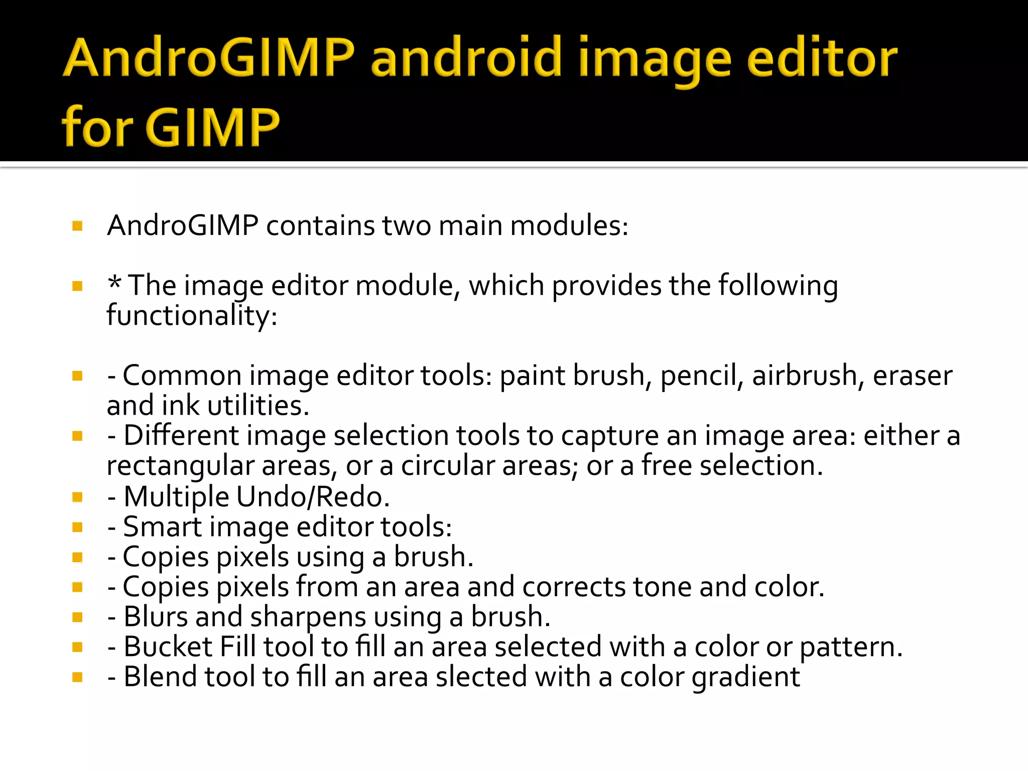 AndroPainter Image Editor for GIMP in android | PPT