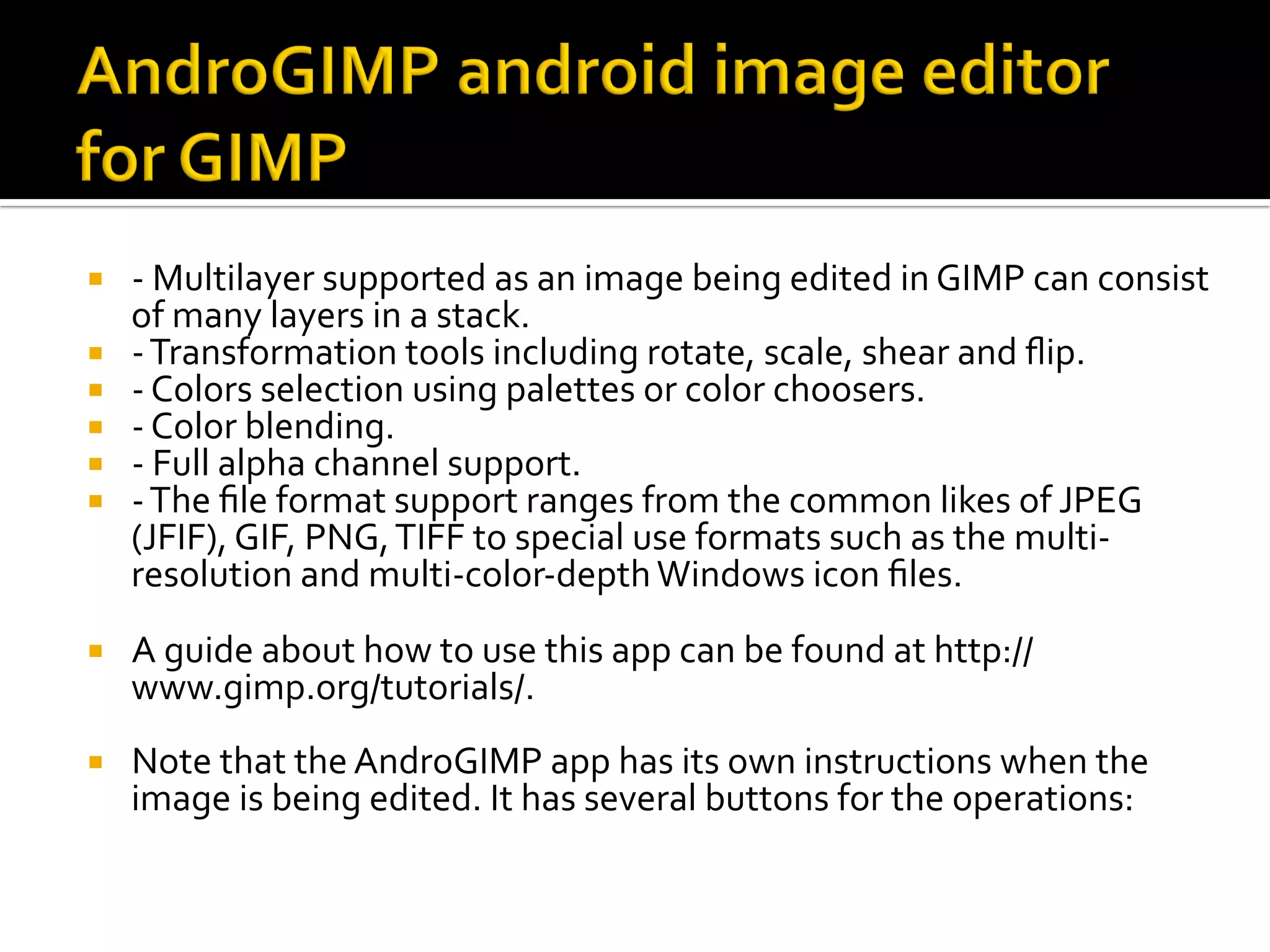 AndroPainter Image Editor for GIMP in android | PPT