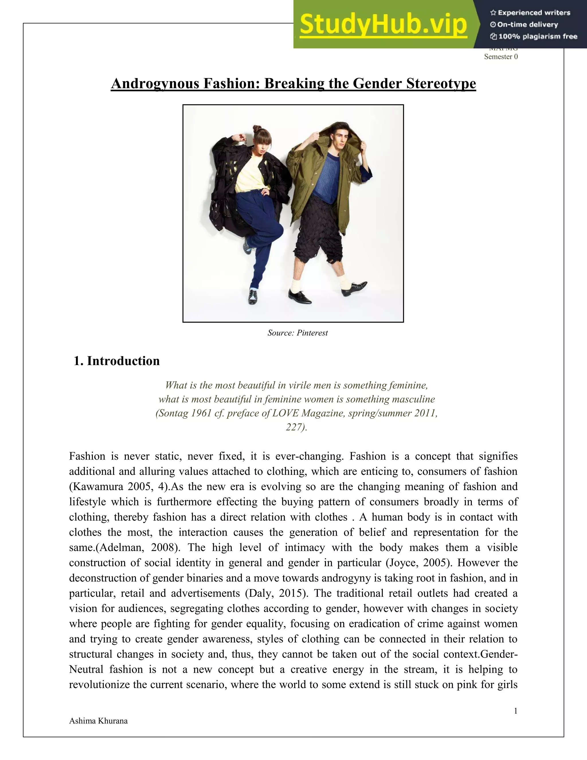 Androgynous Fashion Breaking Gender Stereotype | PDF