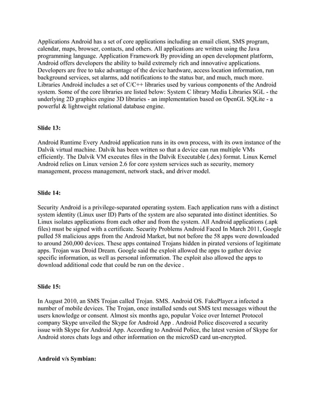 Android | DOC | Operating Systems | Computer Software and Applications