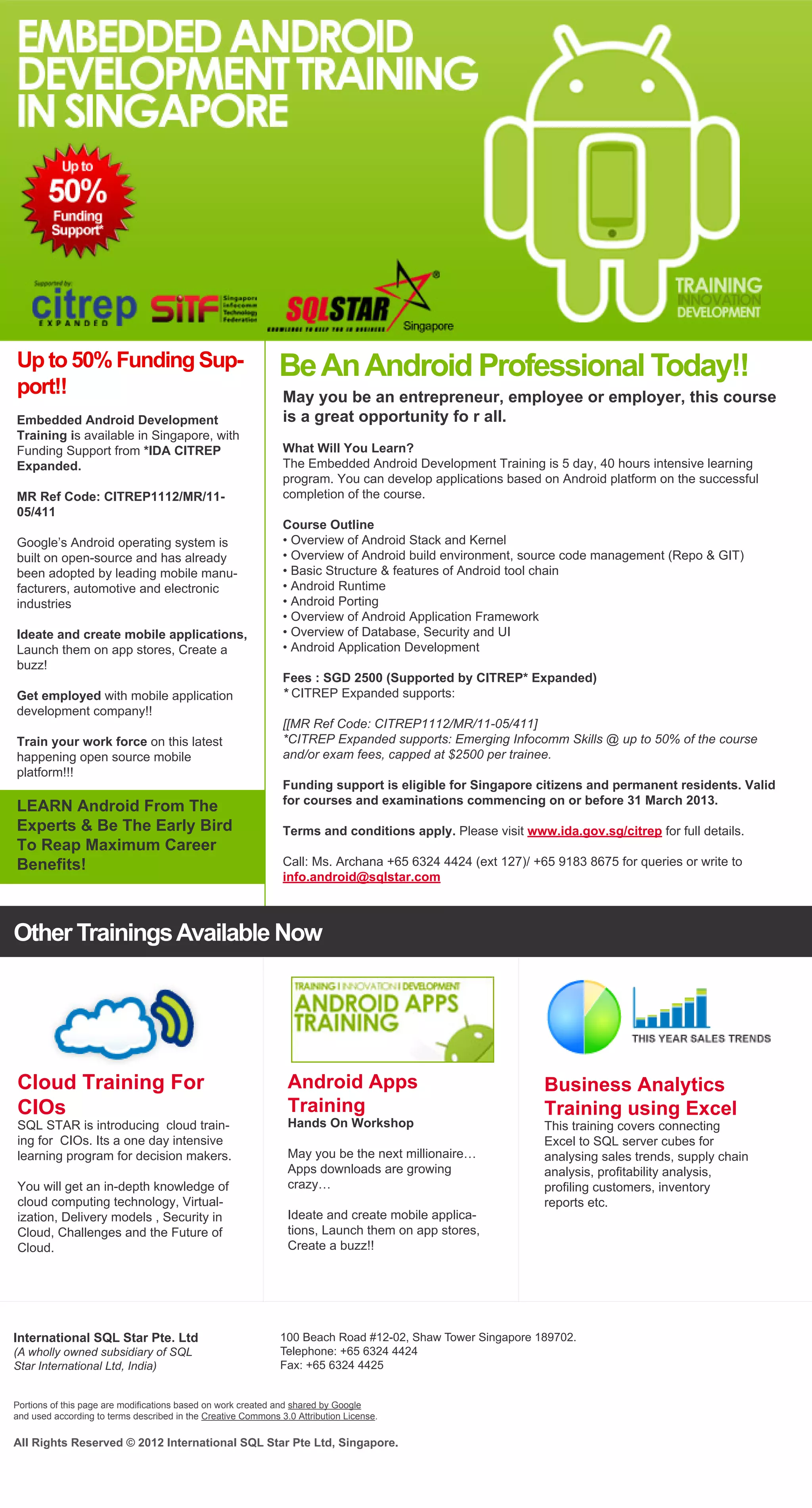 Android Training in Singapore with Up to 50% funding support | PDF