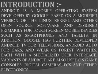 Introduction and Evolution of Android | PPTX | Operating Systems ...
