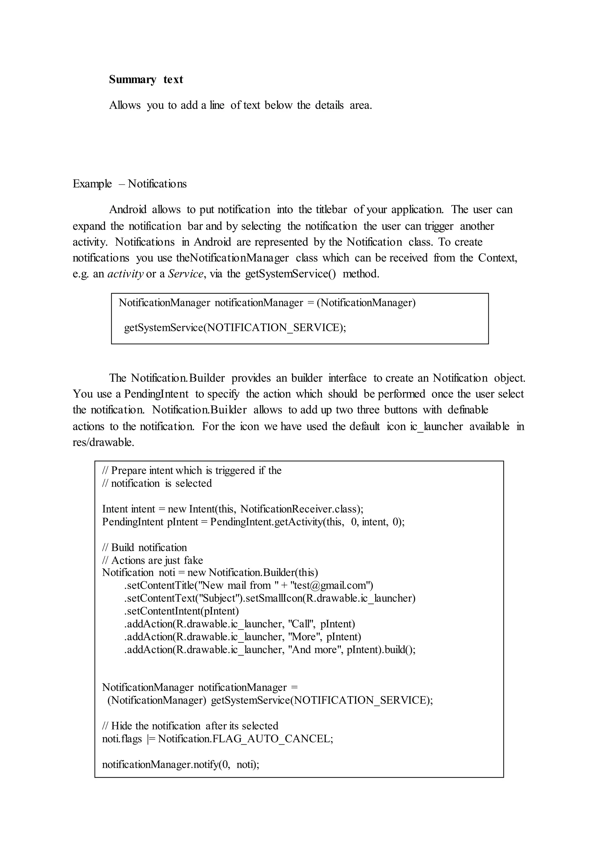 Android action bar and notifications-chapter16 | PDF
