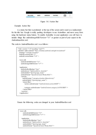 Android action bar and notifications-chapter16 | DOCX | Operating Systems | Computer Software ...