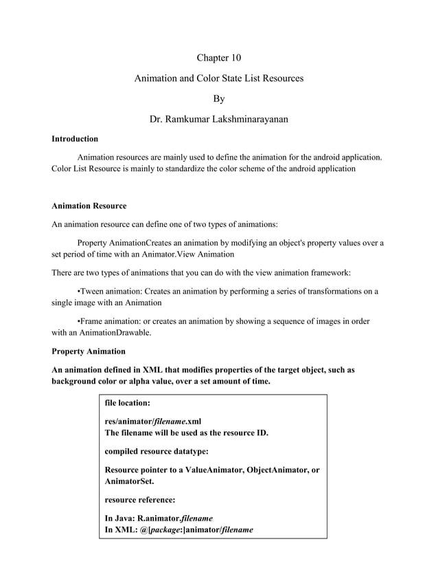 Android animation and color state list resources-chapter 10 | DOCX | Computer Animation ...