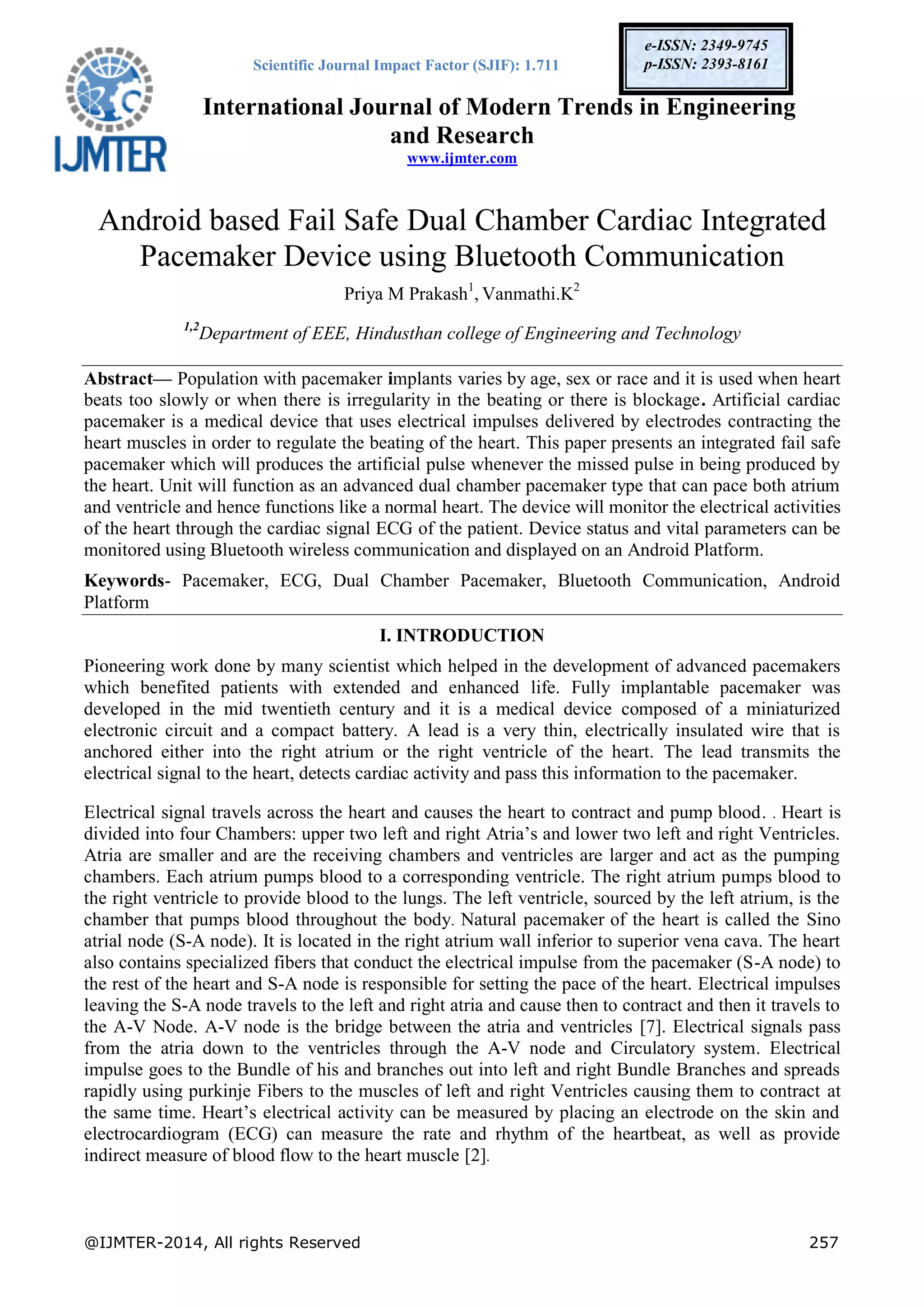 Android based Fail Safe Dual Chamber Cardiac Integrated Pacemaker ...
