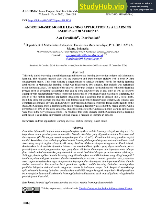 Android-Based Mobile Learning Application As A Learning Exercise For Students | PDF