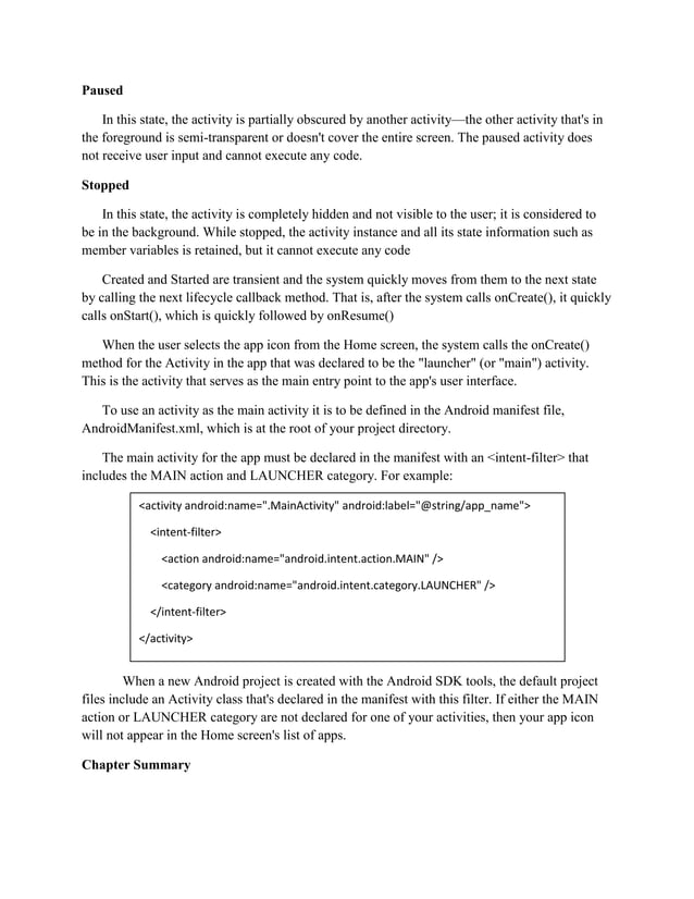Android Building Blocks And Application Life Cycle Chapter3 Pdf