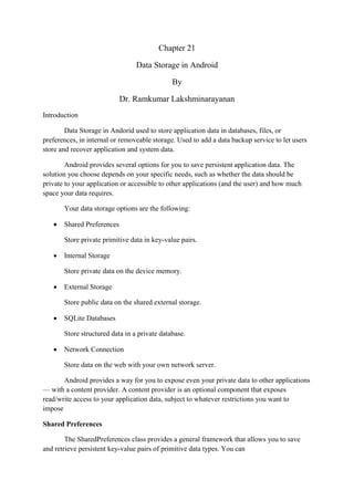 Android-data storage in android-chapter21 | DOCX | Databases | Computer Software and Applications