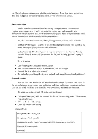 Android-data storage in android-chapter21 | DOCX | Databases | Computer ...