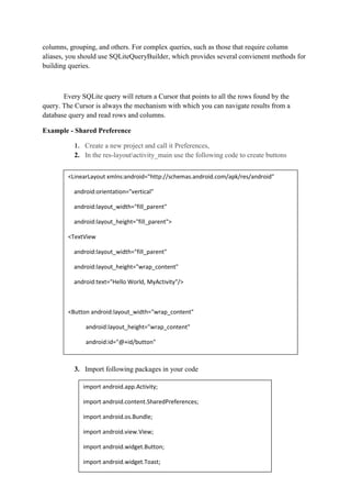 Android-data storage in android-chapter21 | DOCX | Databases | Computer Software and Applications