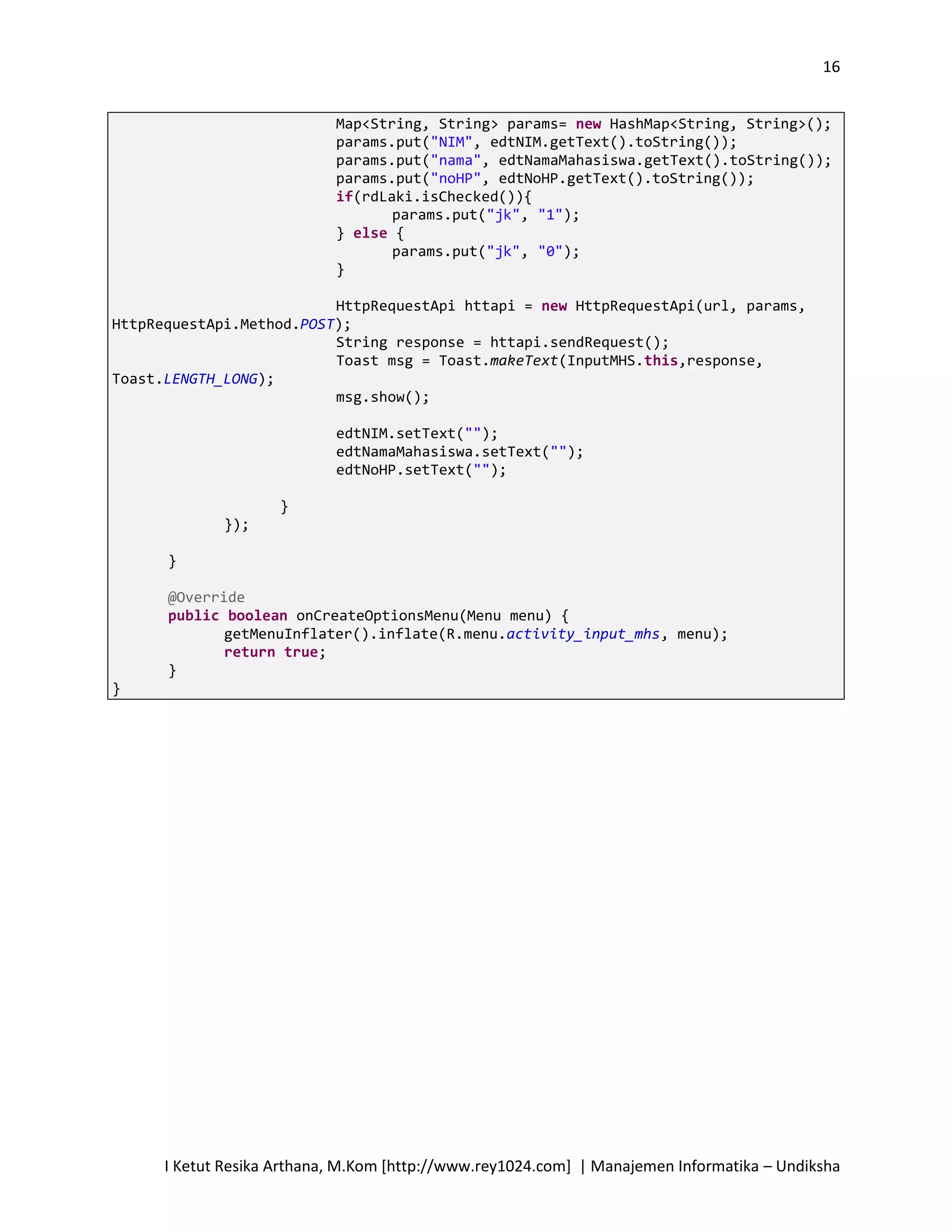 Simple tutorial : Android get and post data | PDF