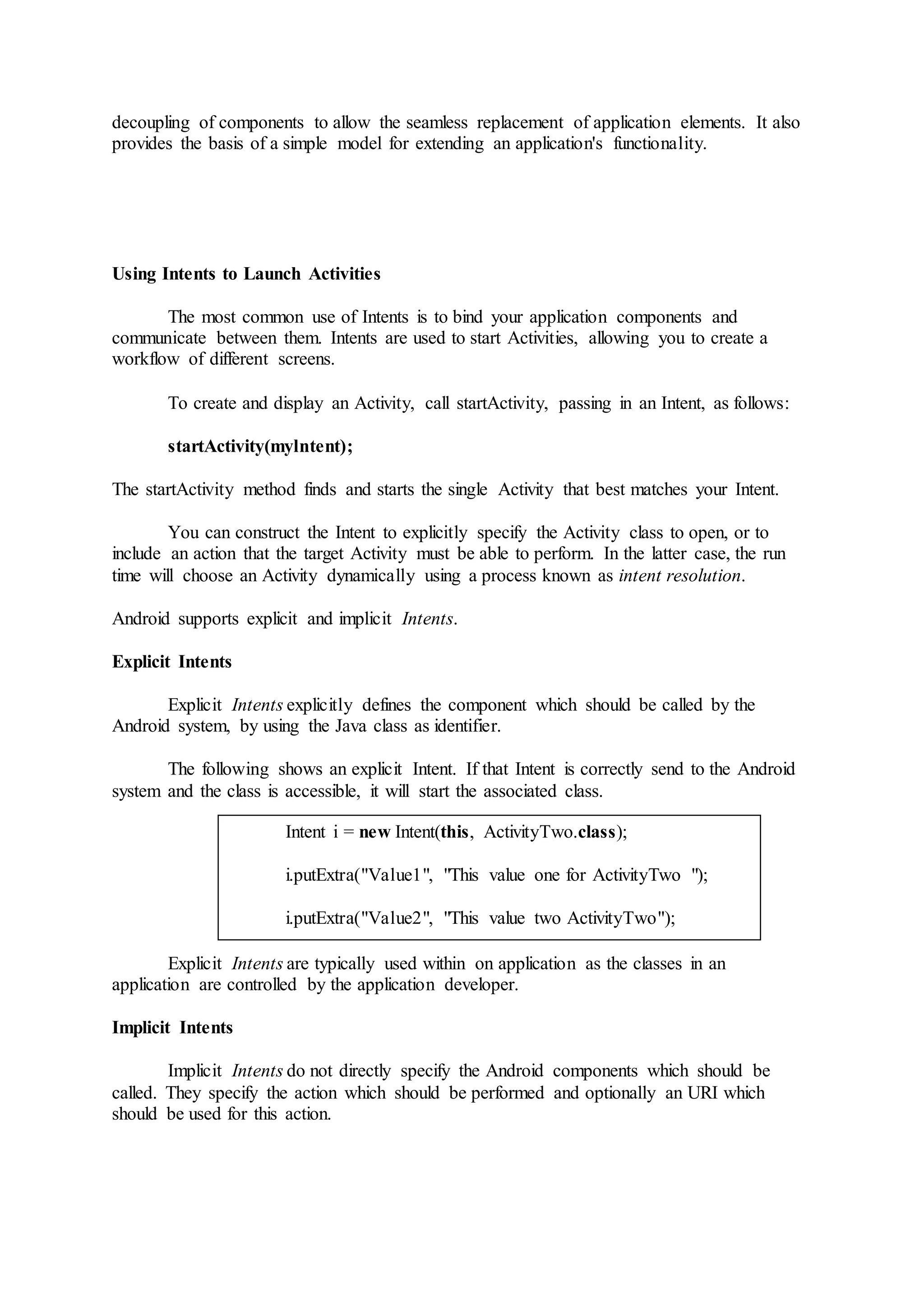 Android intents in android application-chapter7 | DOCX | Operating Systems | Computer Software ...