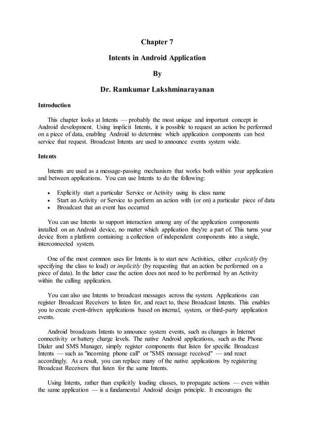 Android intents in android application-chapter7 | DOCX | Operating Systems | Computer Software ...